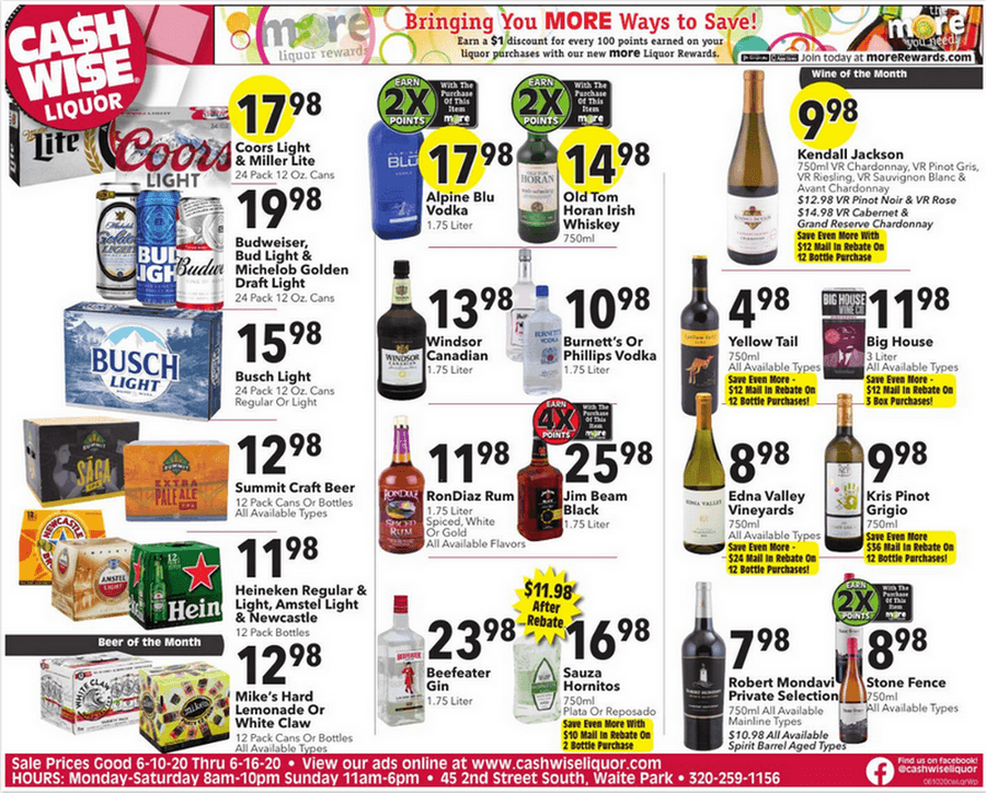 Cash Wise Liquor Ad June 10 – June 16, 2020