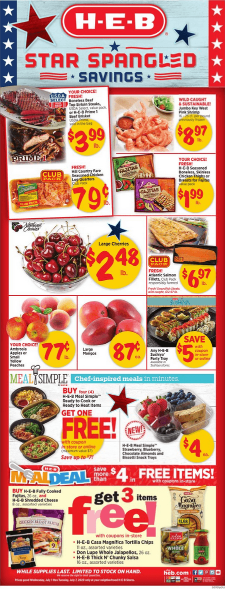HEB Weekly Ad July 01– July 07, 2020