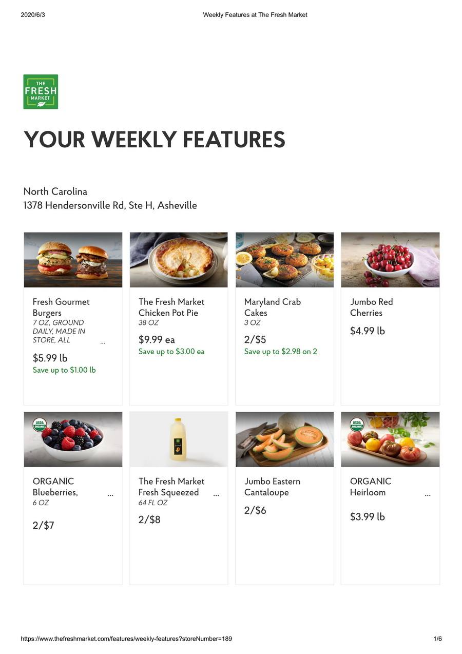 The Fresh Market Weekly Specials Jun 03 – Jun 09, 2020