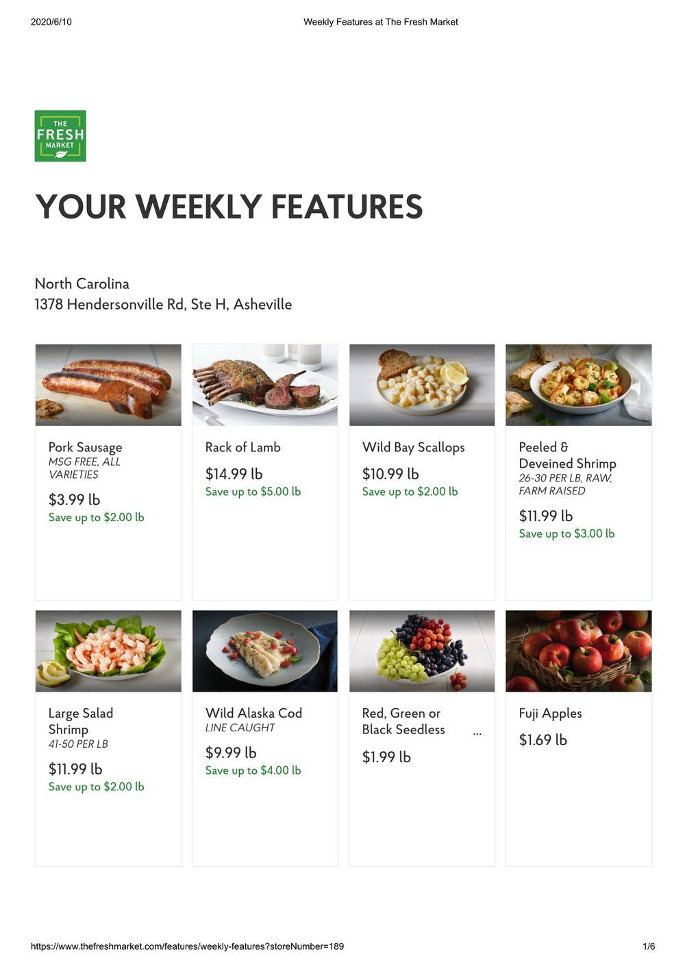 The Fresh Market Weekly Specials Jun 10 – Jun 16, 2020