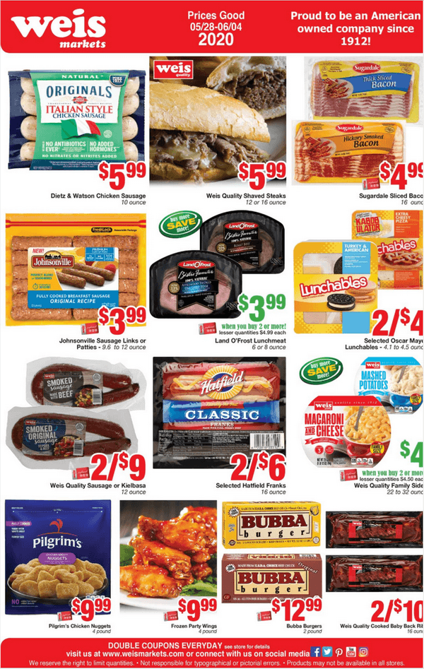 Weis Markets Weekly Ad May 28 – June 04, 2020