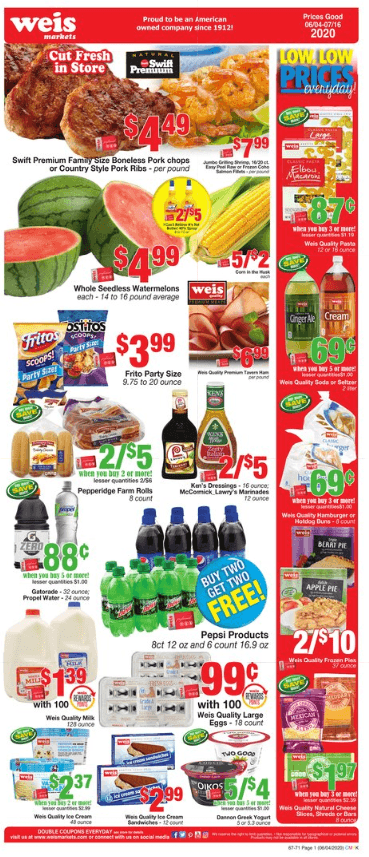 Weis Markets Weekly Ad Jun 04 – Jul 16, 2020