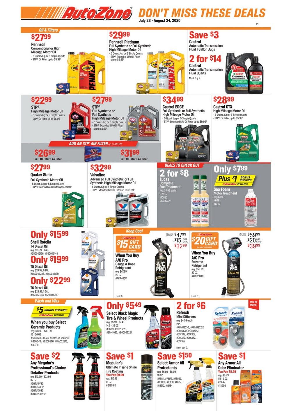 AutoZone Monthly Circular Jul 28 – Aug 24, 2020