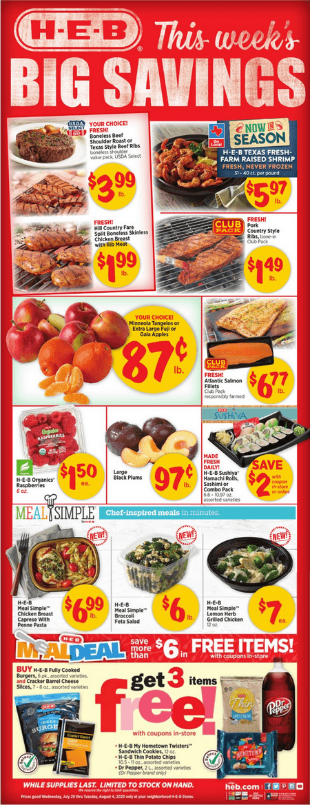 HEB Weekly Ad Jul 29– Aug 04, 2020
