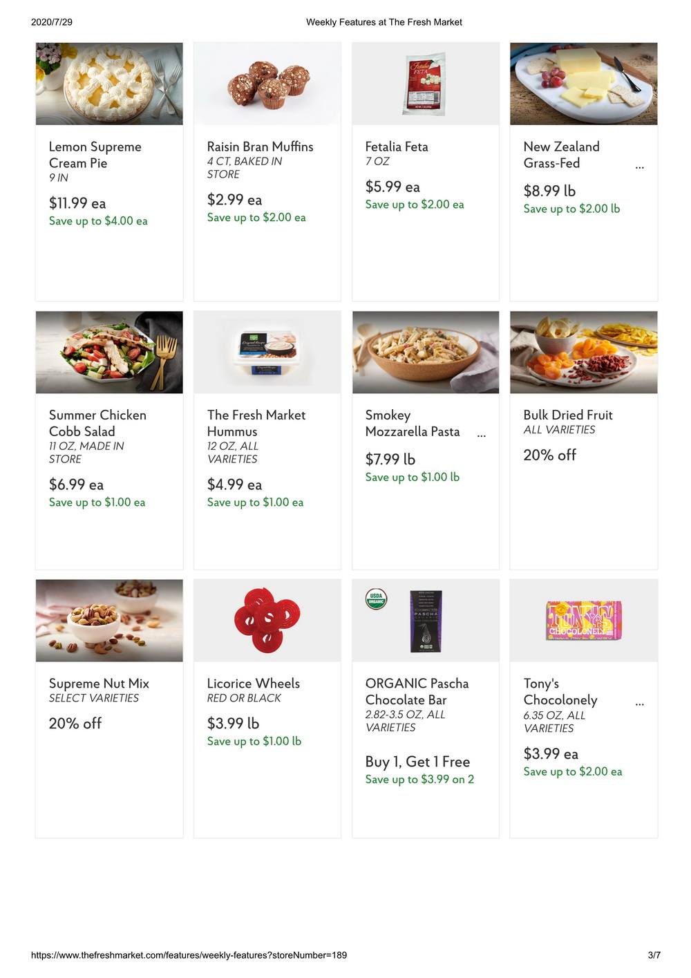 The Fresh Market Weekly Specials Jul 29 – Aug 04, 2020