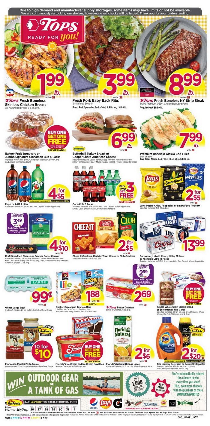 Tops Weekly Circular Jul 26– Aug 01, 2020