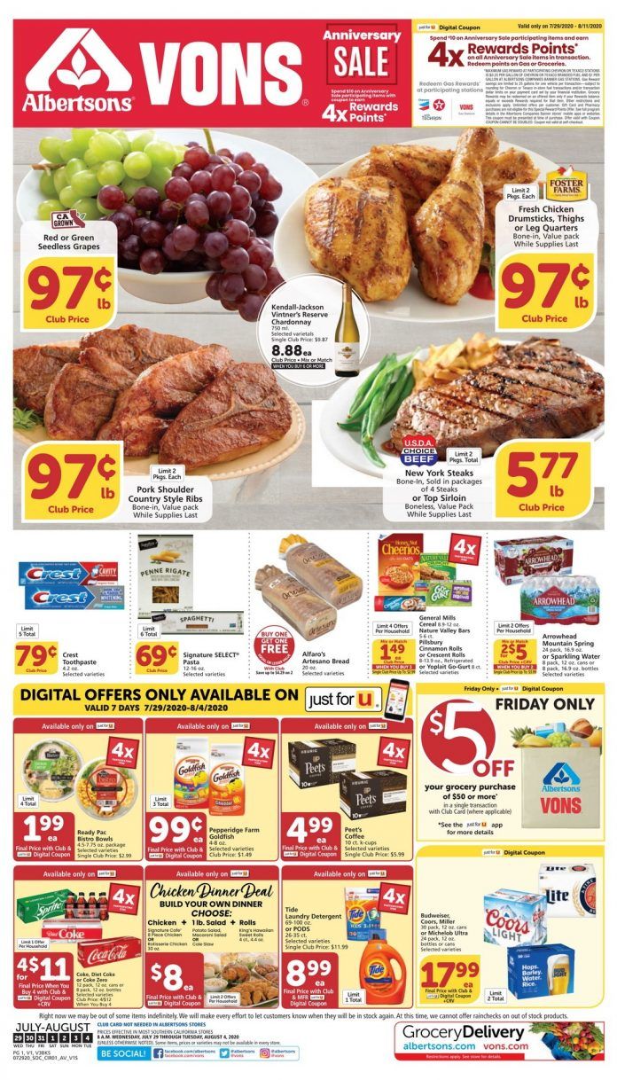 Vons Weekly Ad July 29 – Aug 04 2020