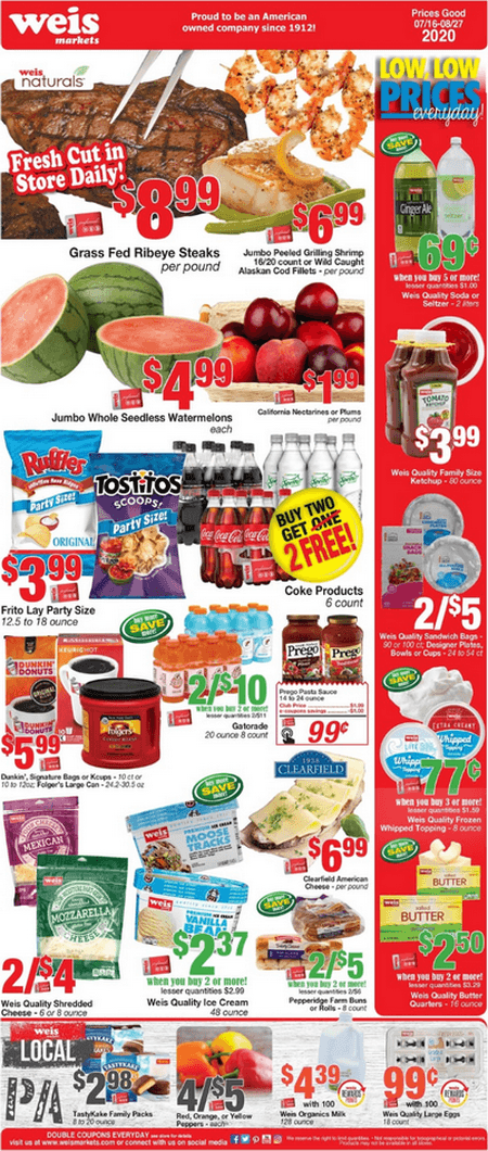 Weis Markets Monthly Ad Jul 16 – Aug 27, 2020