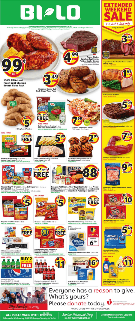 BI-LO Weekly Circular Aug 12- Aug 18, 2020
