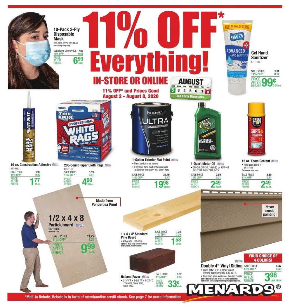 Menards Weekly Ad Aug 02 – Aug 08, 2020