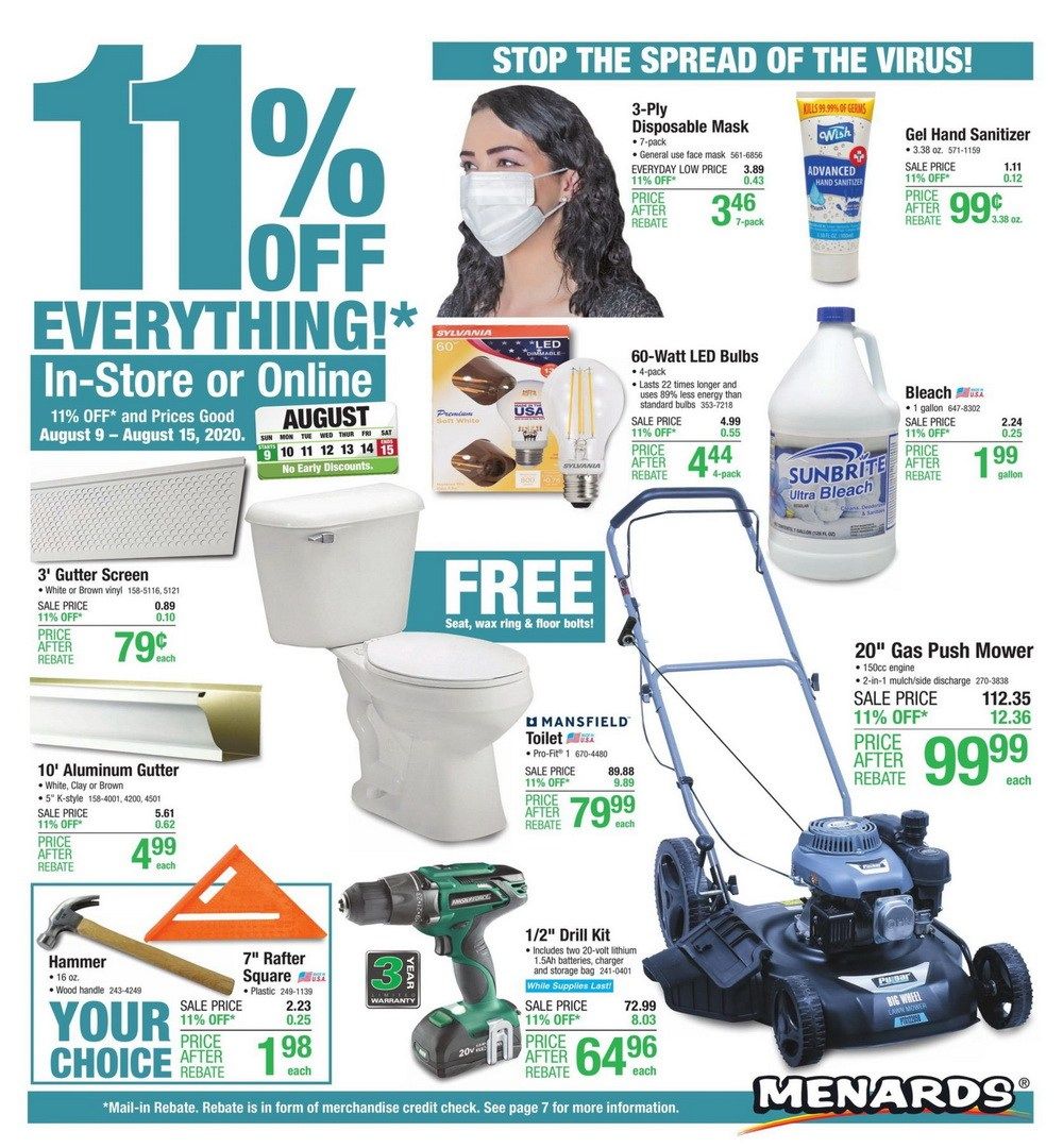 Menards Weekly Ad Aug 09 – Aug 15, 2020