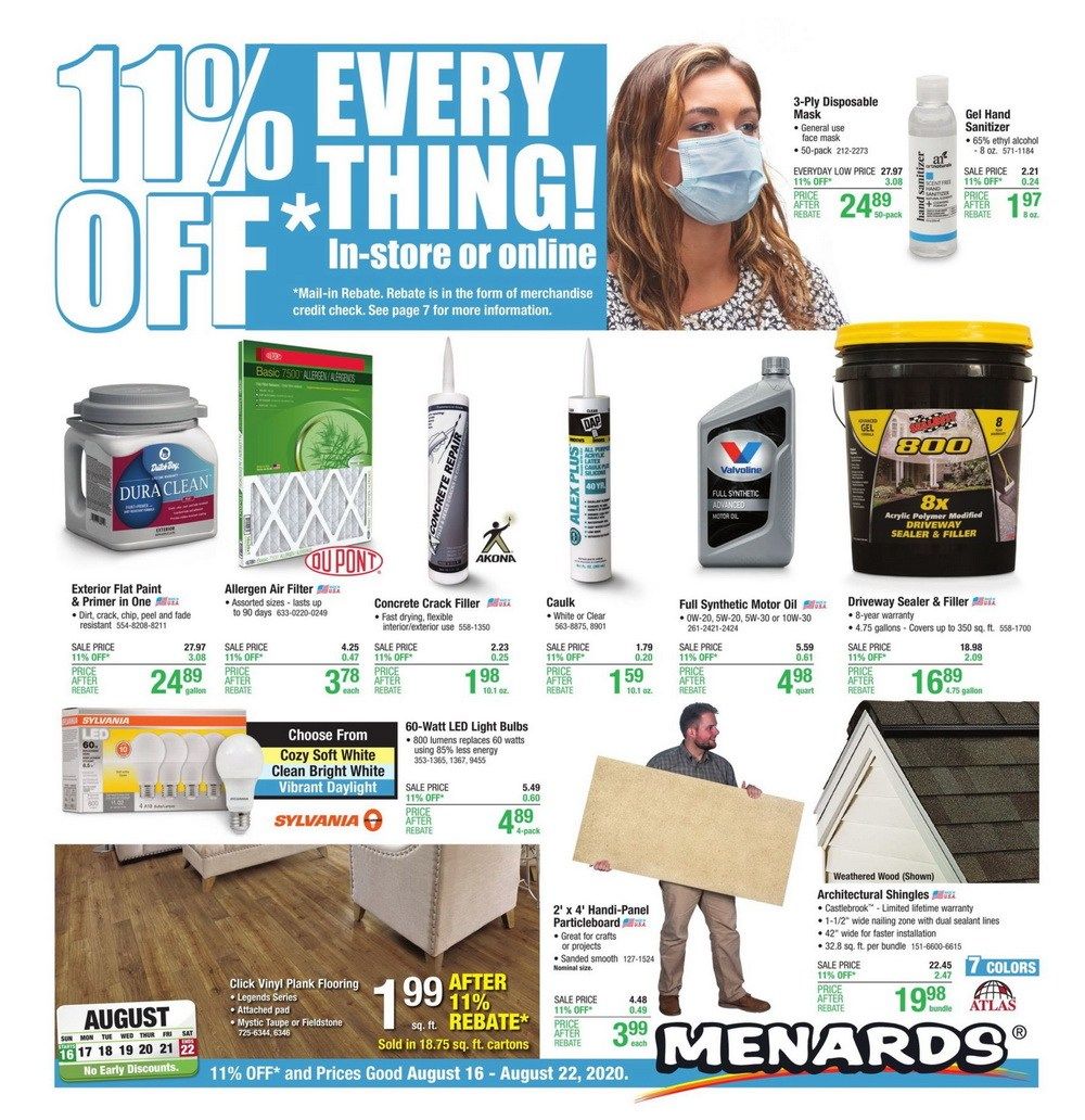 Menards Weekly Ad Aug 16 – Aug 22, 2020