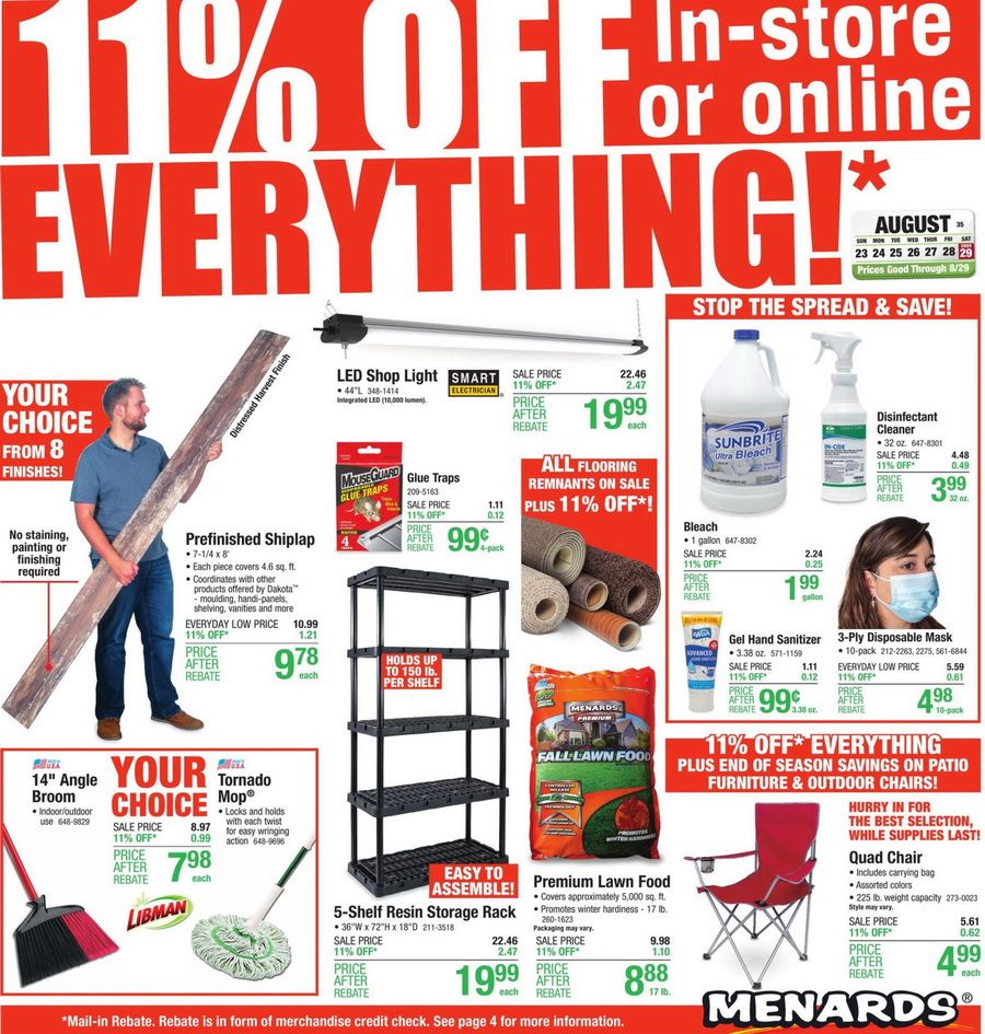 Menards Weekly Ad Aug 23 – Aug 29, 2020