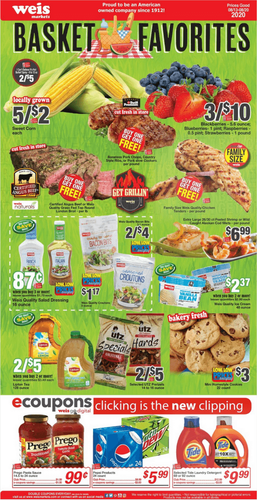 Weis Markets Weekly Ad Aug 13 – Aug 20, 2020
