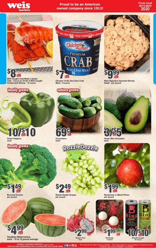 Weis Markets Weekly Ad Aug 13 – Aug 20, 2020