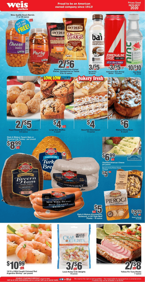Weis Markets Weekly Ad Aug 20 – Aug 27, 2020
