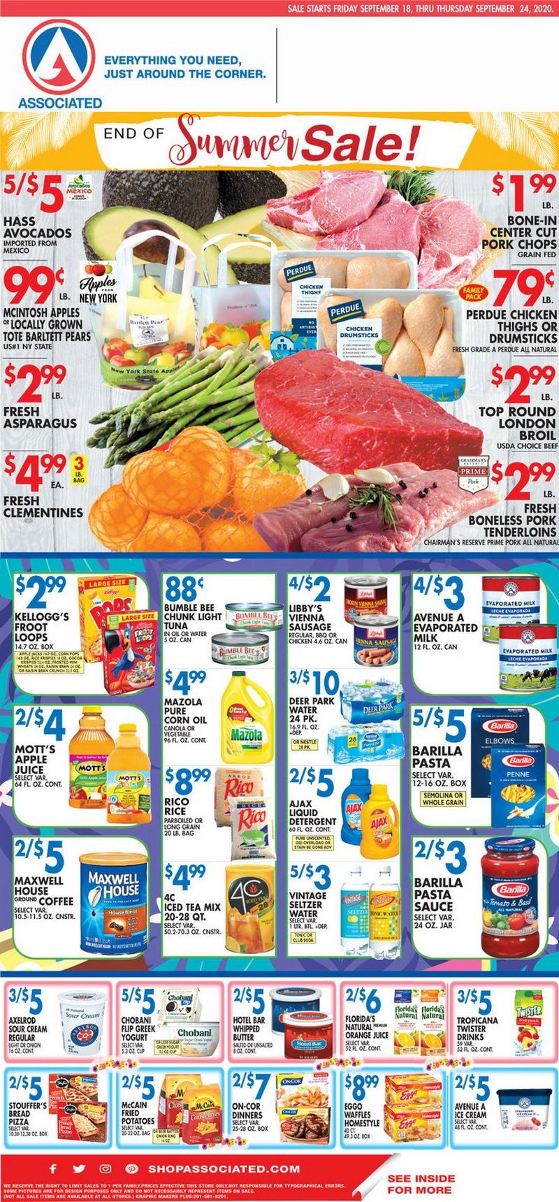 Associated Supermarkets Weekly Ad Sep 18 – Sep 24, 2020