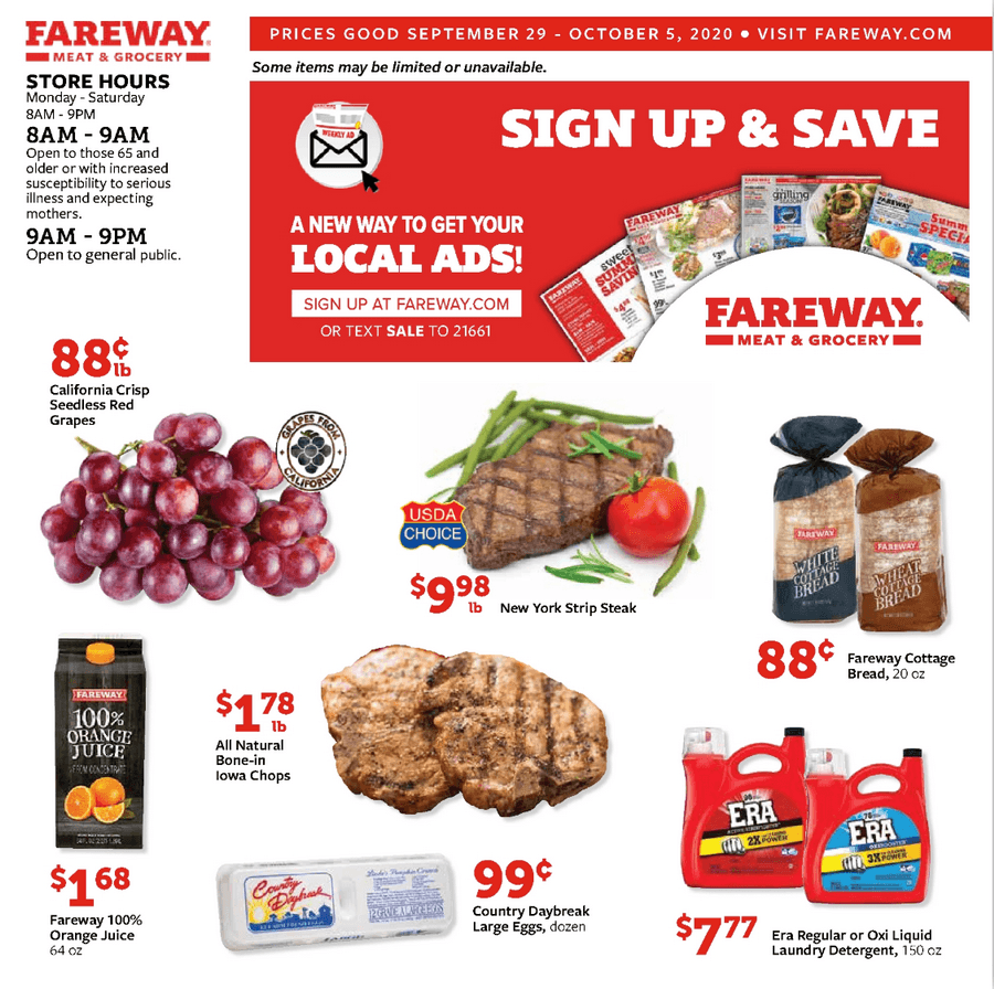 Fareway Weekly Ad Sep 29 – Oct 5, 2020