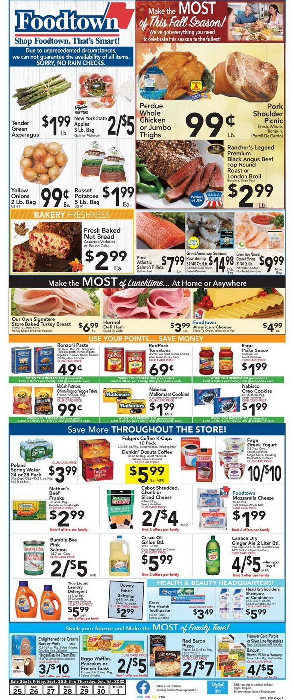 Foodtown Weekly Ad Sep 25 – Oct 01, 2020