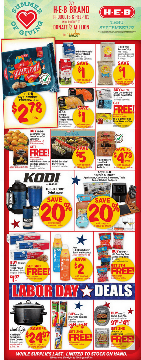 HEB Weekly Ad Sep 2 – Sep 8, 2020