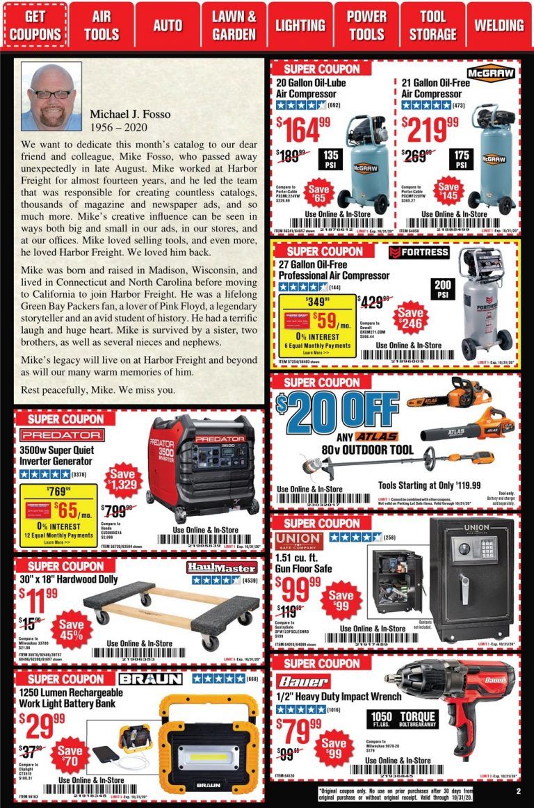 Harbor Freight Flyer Sale Oct 01 – Oct 31, 2020