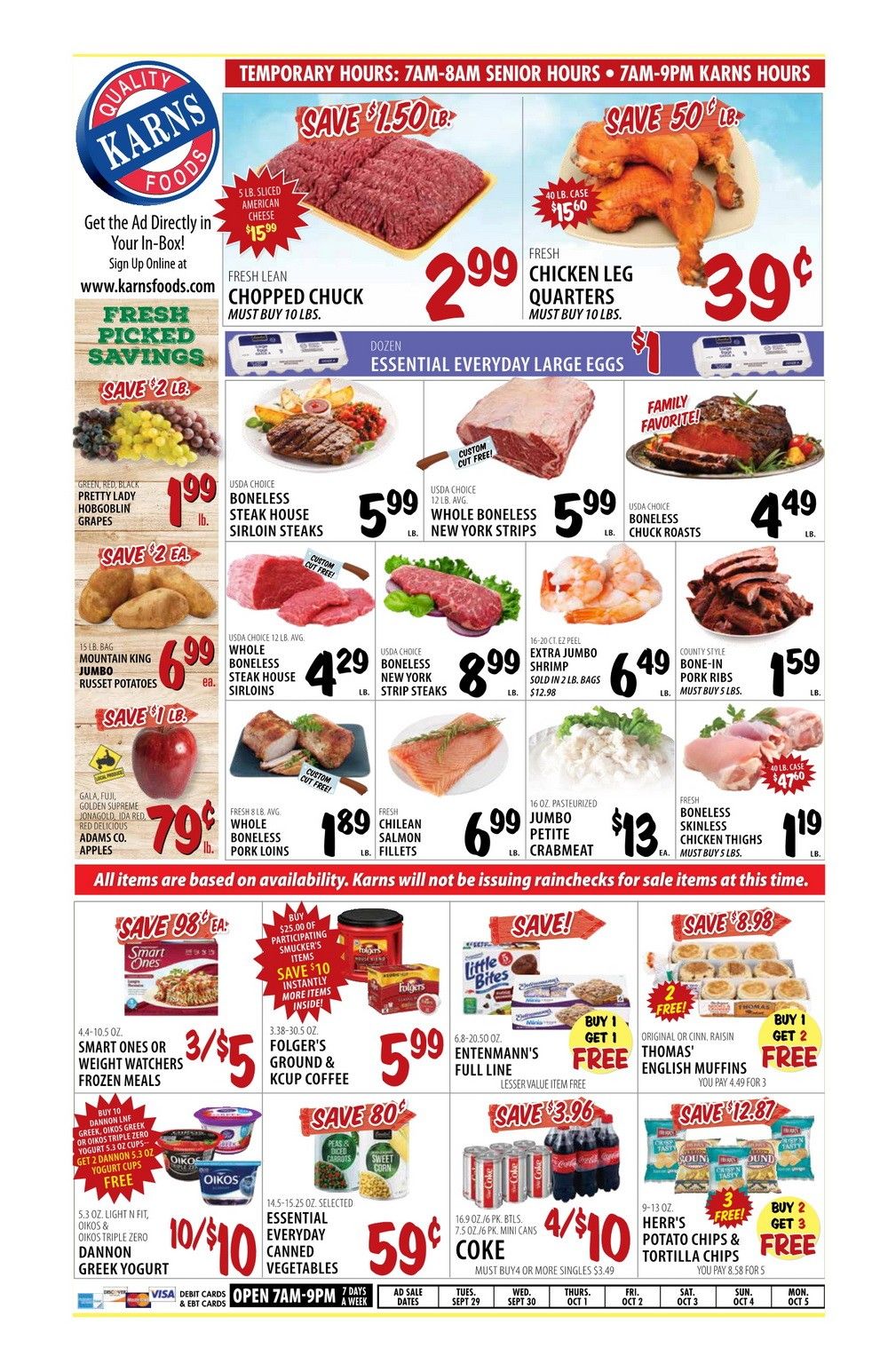Karns Quality Foods Weekly Ad Sep 29 – Oct 05, 2020