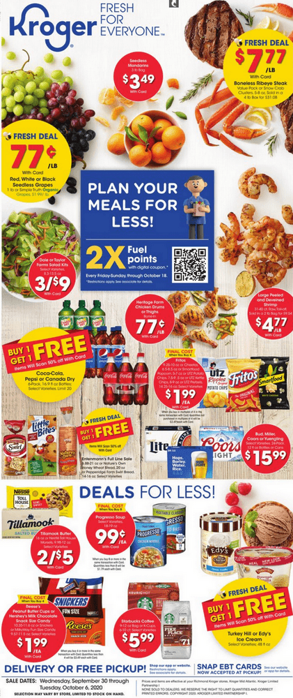 Kroger Weekly Ad Sep 30 – Oct 6, 2020