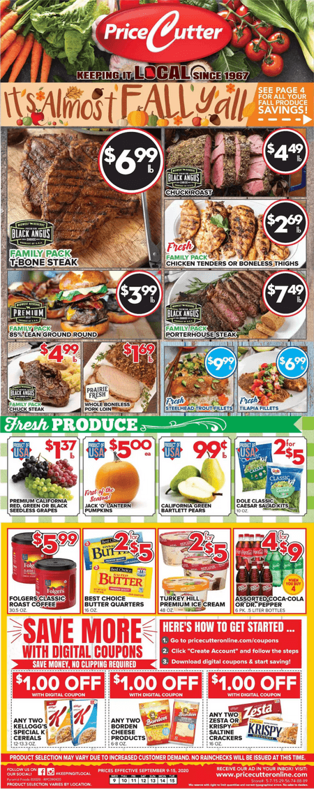 Price Cutter Weekly Ad Sep 09 – Sep 15, 2020