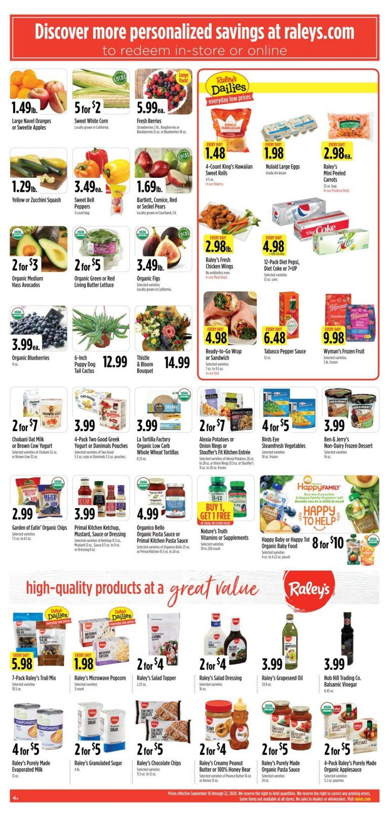 Raley's Supermarkets Weekly Ad Sep 16 – Sep 22, 2020