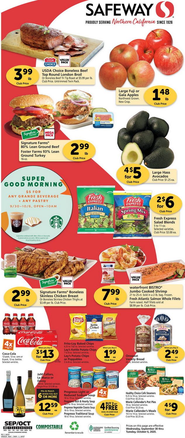 Safeway Weekly Ad Sep 30 – Oct 6, 2020