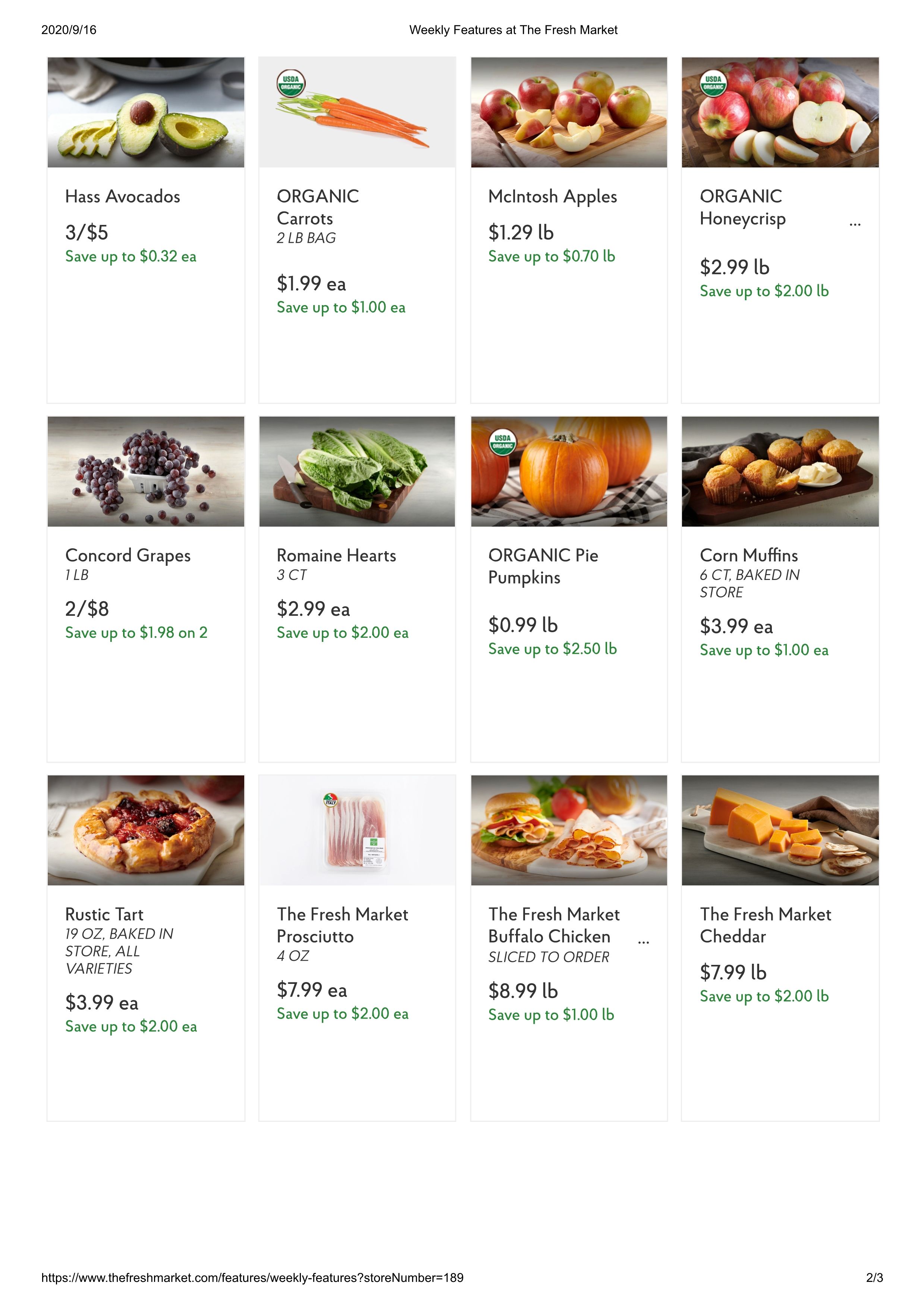 The Fresh Market Weekly Specials Sep 16 – Sep 22, 2020