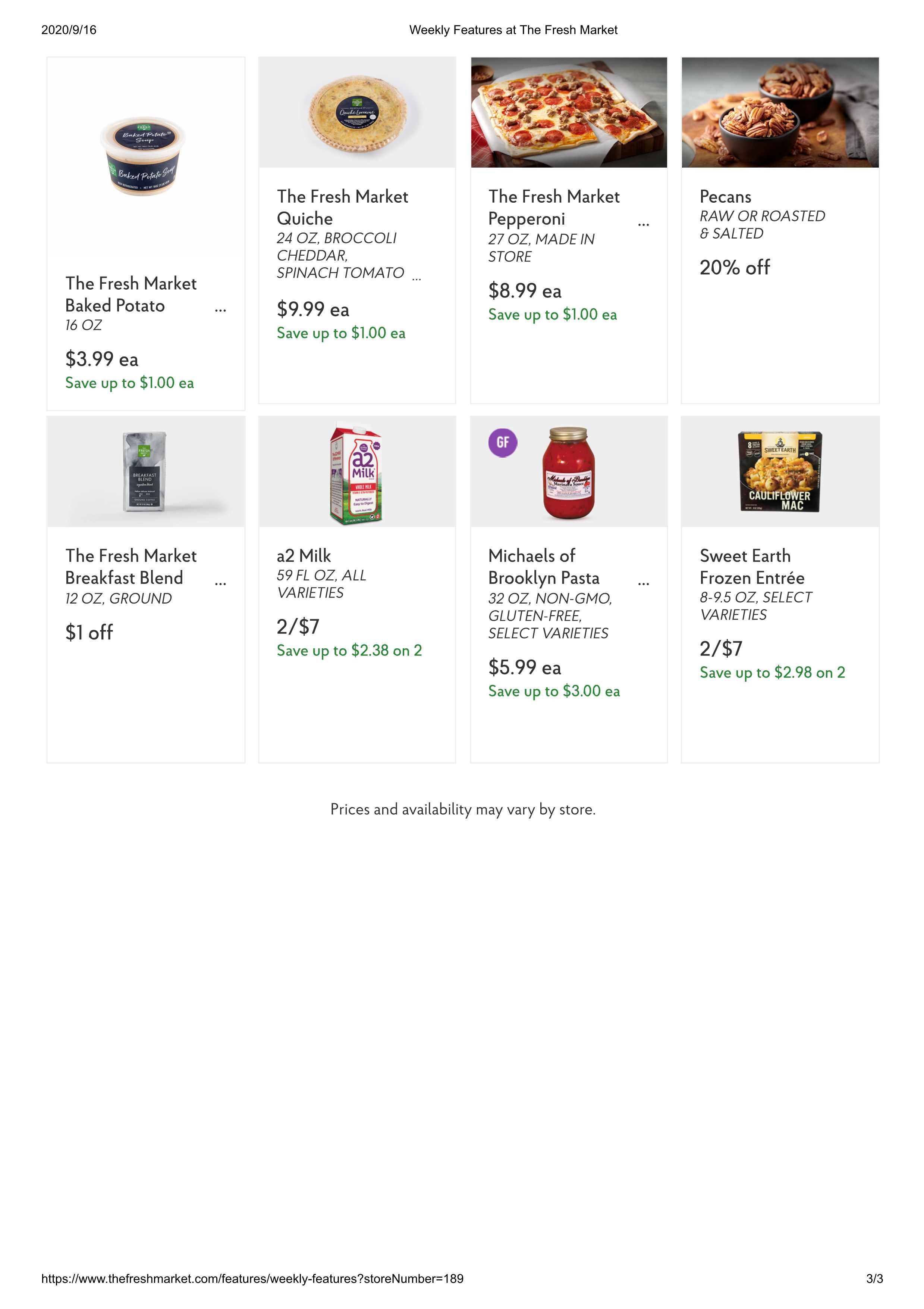 The Fresh Market Weekly Specials Sep 16 – Sep 22, 2020
