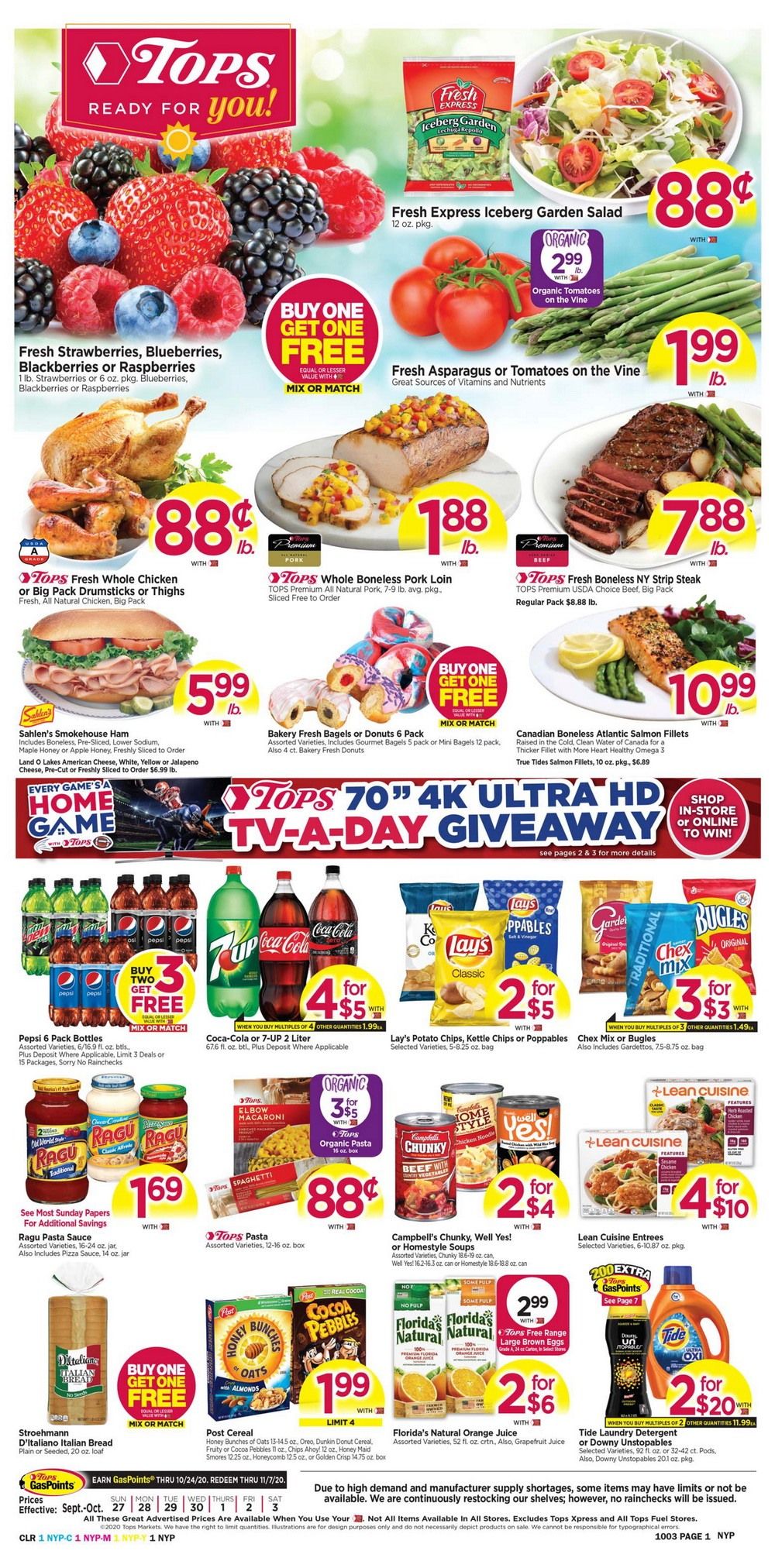 Tops Weekly Circular Sep 27 – Oct 03, 2020