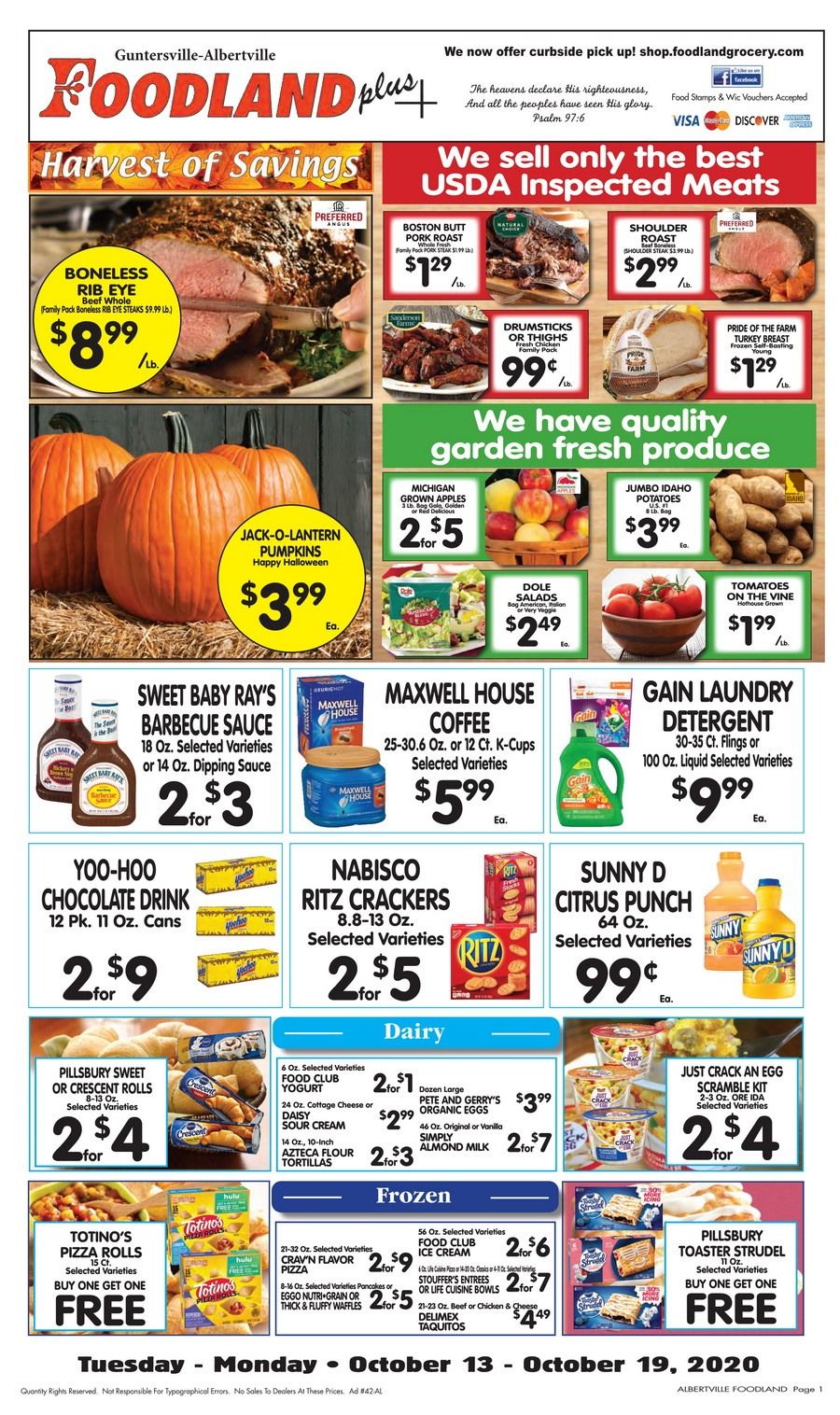 Foodland(US) Weekly Ad Oct 13 – Oct 19, 2020