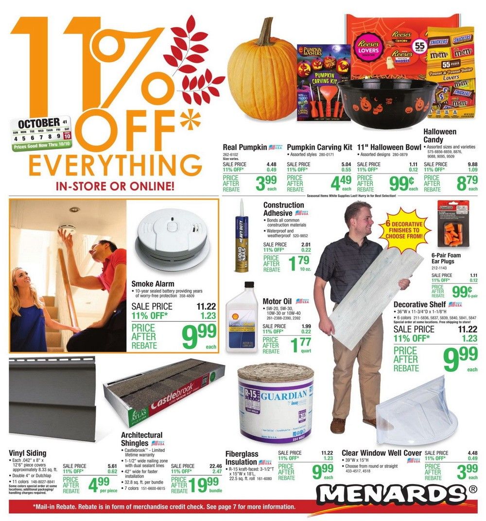 Menards Weekly Ad Oct 04 – Oct 10, 2020