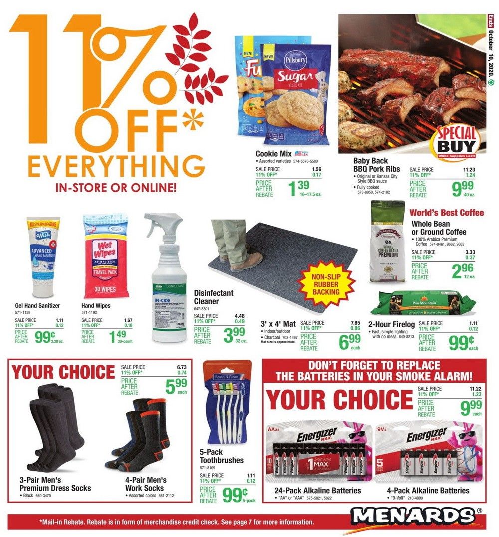 Menards Weekly Ad Oct 04 – Oct 10, 2020