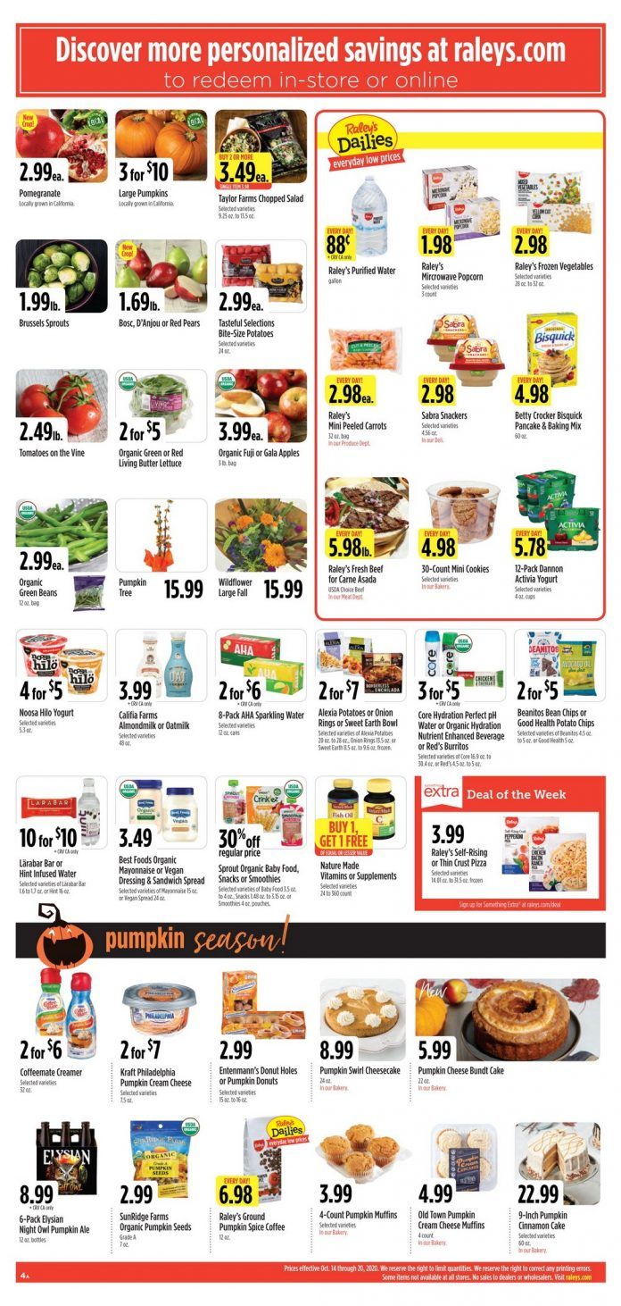 Raley's Supermarkets Weekly Ad Oct 14 – Oct 20, 2020
