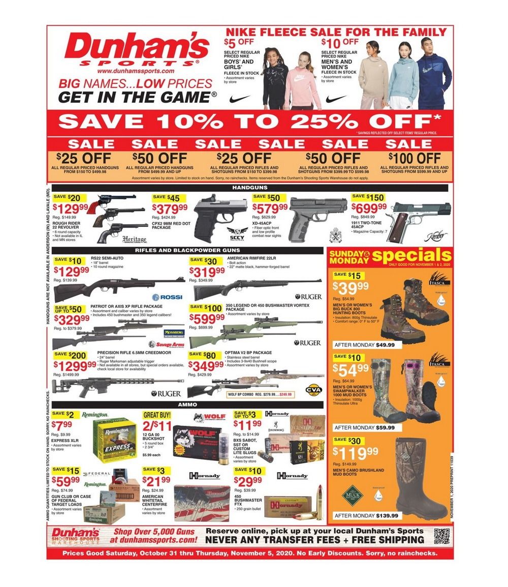 Dunham's Sports Weekly Ad Oct 31 – Nov 05, 2020