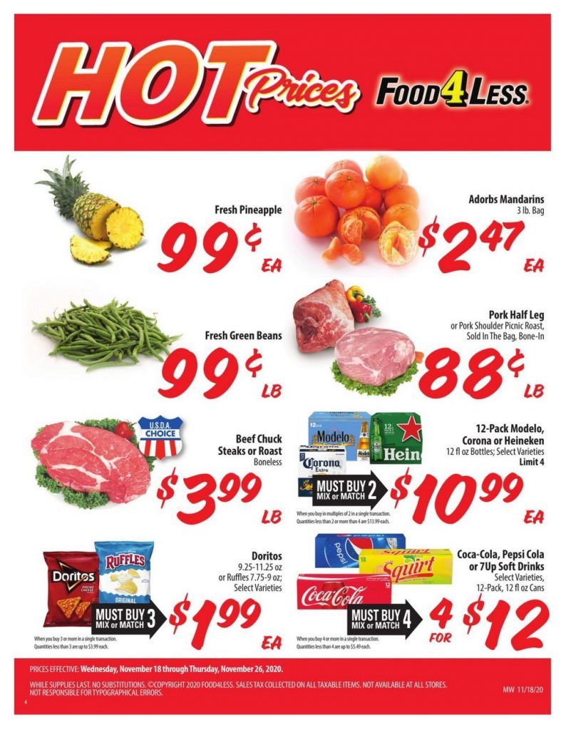 Food 4 Less Weekly Ad Nov 18 – Nov 26, 2020