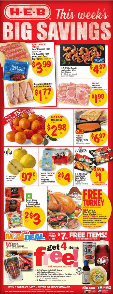 HEB Weekly Ad Nov 04 – Nov 10, 2020