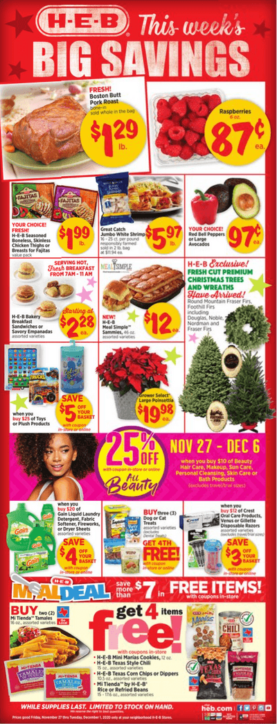 HEB Weekly Ad Nov 27 – Dec 01, 2020
