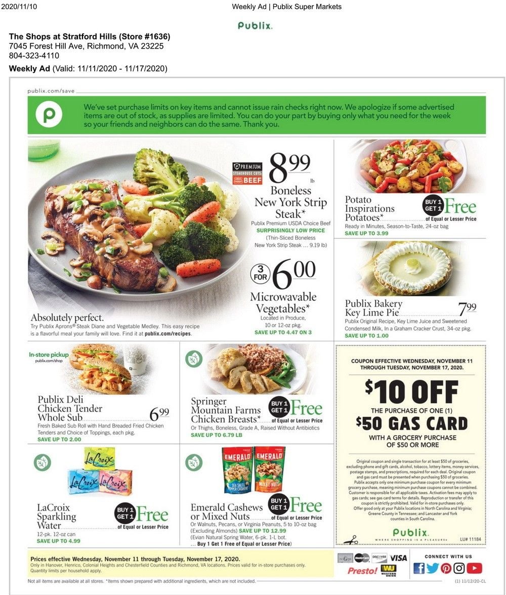Publix Weekly Ad Nov 11 – Nov 17, 2020
