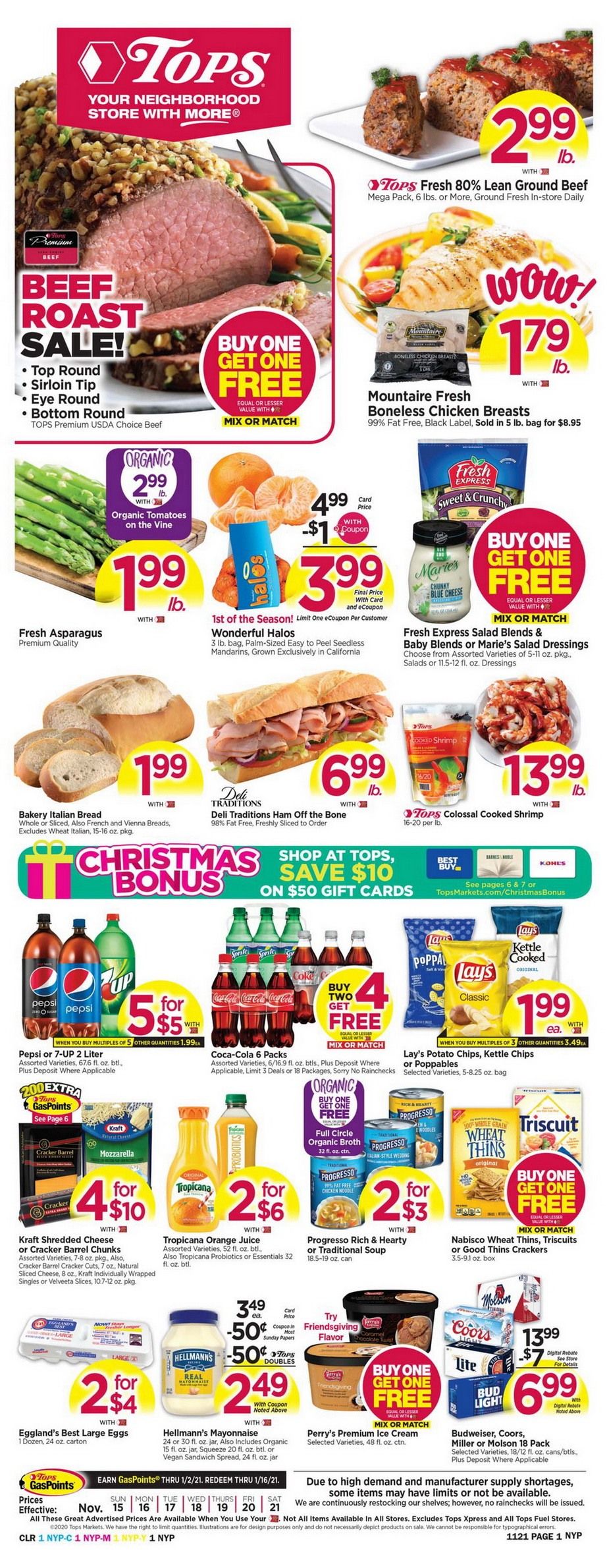 Tops Weekly Ad Nov 15 – Nov 21, 2020