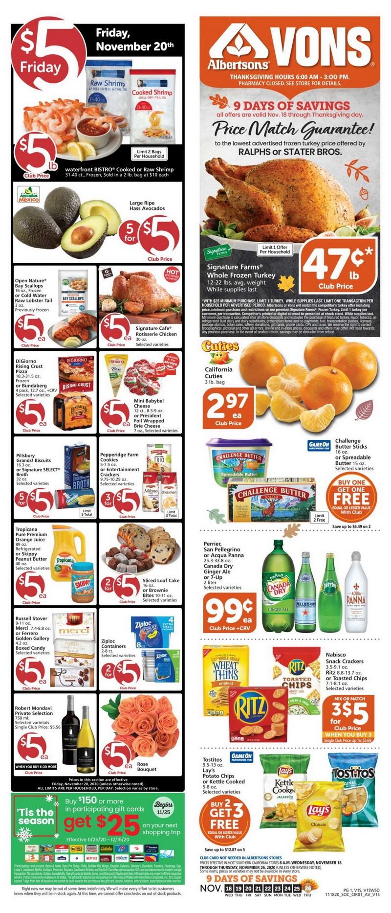 Vons Weekly Ad Nov 18 – Nov 26, 2020
