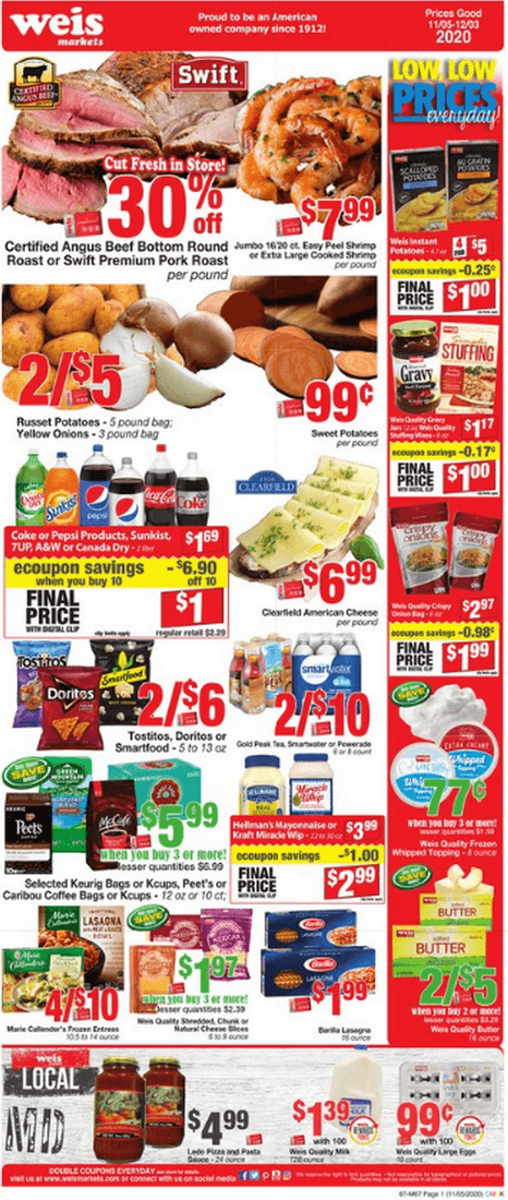 Weis Markets Weekly Ad Nov 05 – Dec 03, 2020