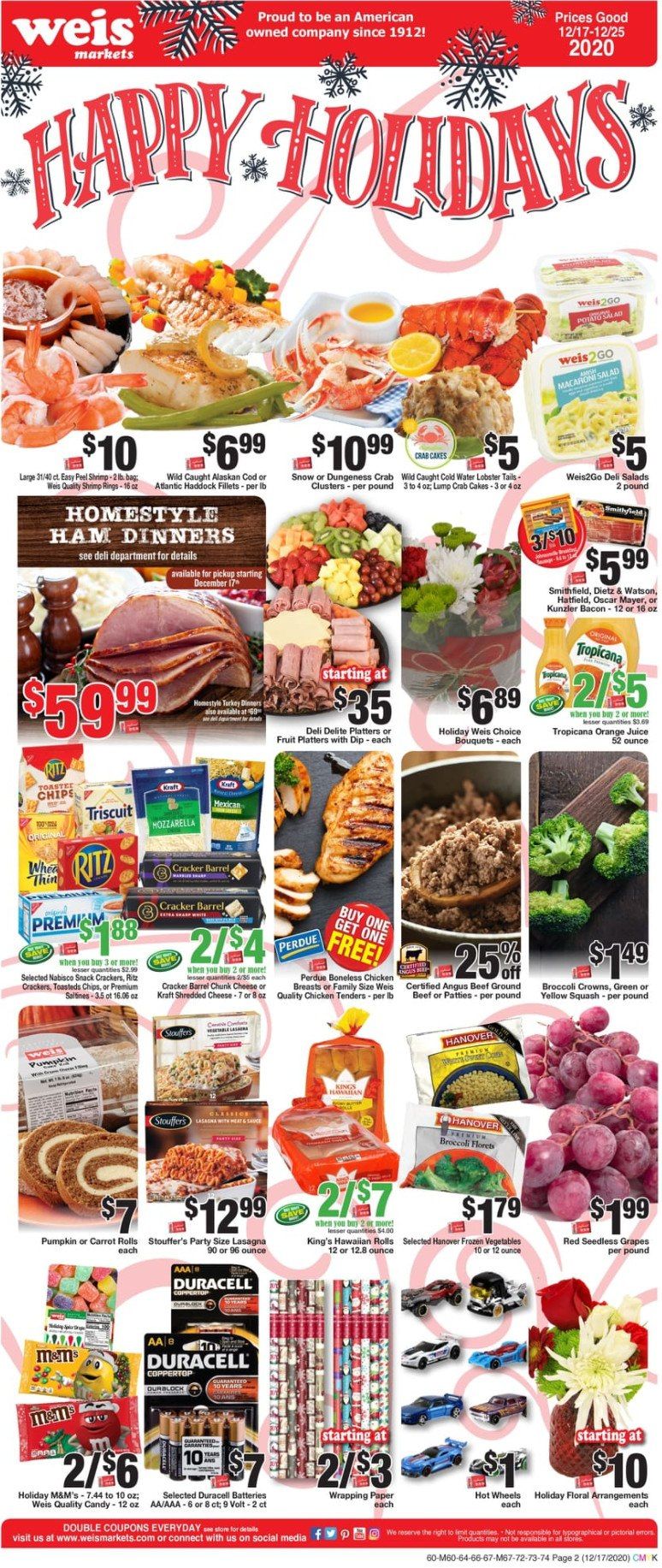 Weis Markets Weekly Ad Dec 17 – Dec 25, 2020