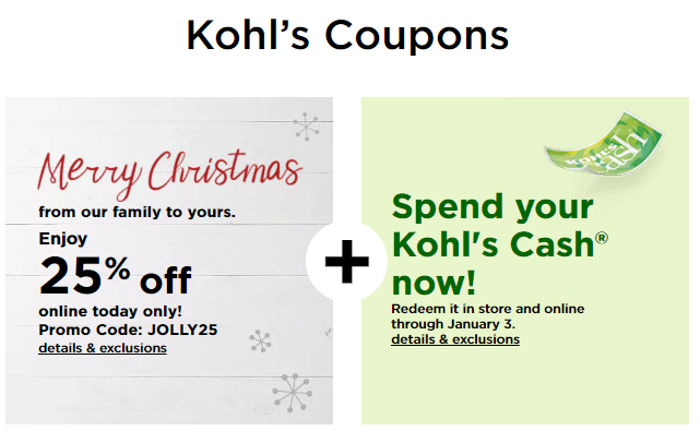 Kohl's Coupons Sale Until Jan 02, 2021