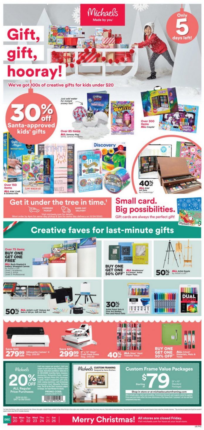 Michaels Weekly Ad Dec 20 – Dec 26, 2020