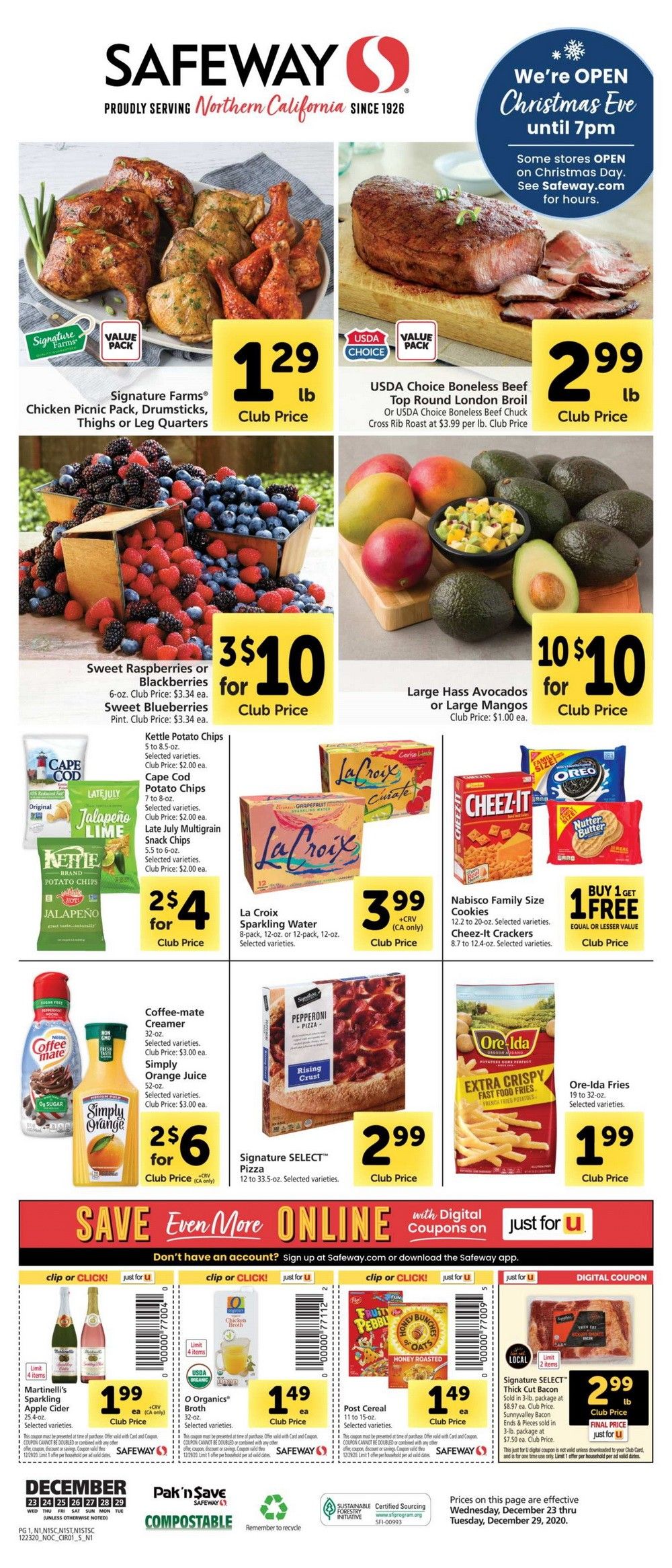 Safeway Three Day Sale Dec 23 – Dec 29, 2020