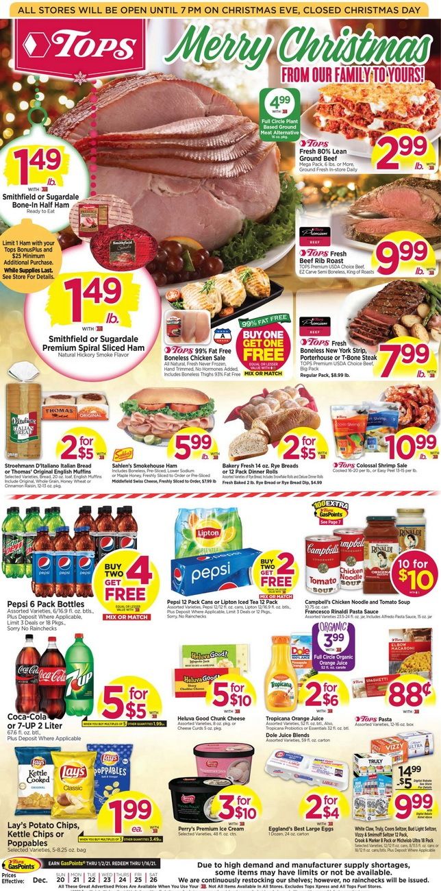 Tops Weekly Ad Dec 20 – Dec 26, 2020